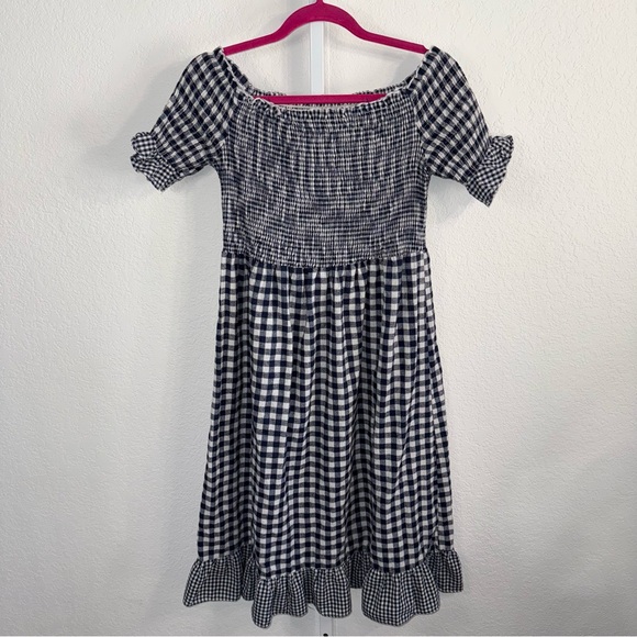 POL | Dresses | Pol Anthropologie Gingham Smocked Midi Dress Blue ...